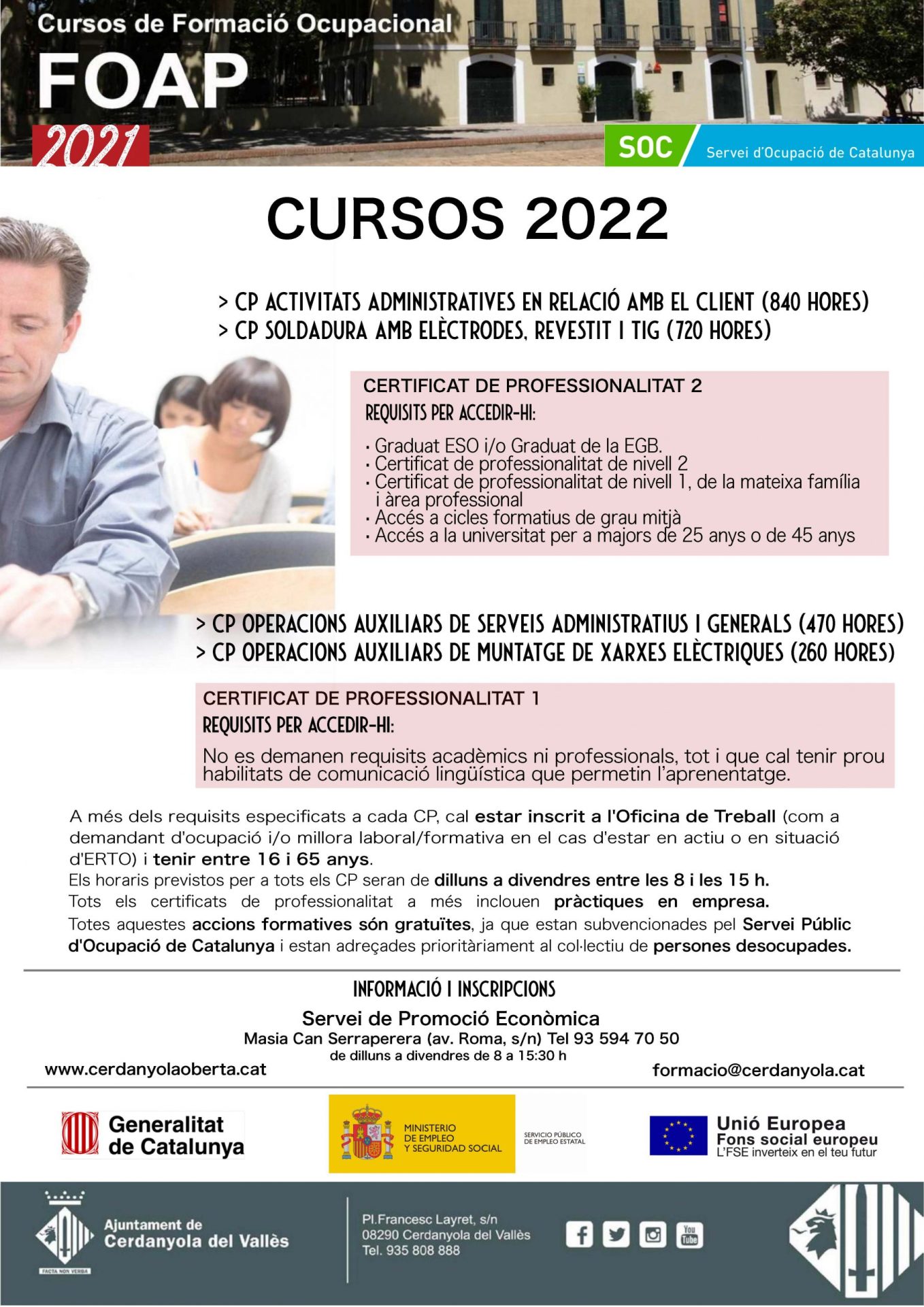 Cursos de Formació Ocupacional (FOAP) - Cerdanyola Activa